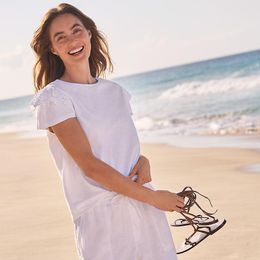 LANDS' END Baumwoll-Shirt mit verzierten &Auml;rmeln f&uuml;r Damen, Damen, size: regular, Wei&szlig;, Baumwolle, by Lands' End