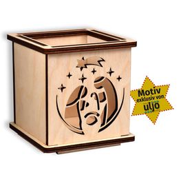 Holz-Windlicht Krippe