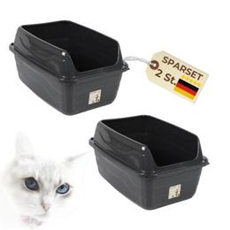 GarPet 2er Set Katzentoiletten mit hohem Rand