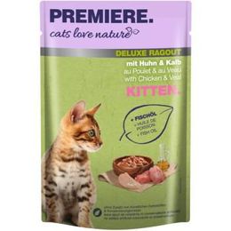 PREMIERE cats love nature Deluxe Ragout Nassfutter Kitten Kalb und Huhn 96x100 g