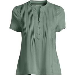 LANDS' END Kurz&auml;rmeliges Biesenshirt aus Baumwolle/Modal-Mix f&uuml;r Damen, Damen, size: regular, Gr&uuml;n, Baumwoll-Mischung/Baumwolle Modal, by Lands' End