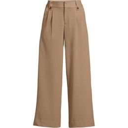 LANDS' END Leichte flie&szlig;ende 7/8-Bundfaltenhose f&uuml;r Damen in Petite-Gr&ouml;&szlig;e, Damen, size: petite, Beige, Elasthan/Viskose/Viskose-Mischung, by Lands' End