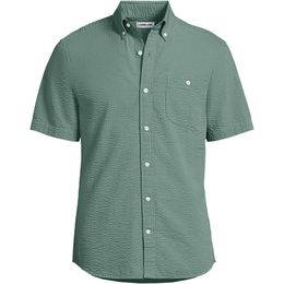LANDS' END Seersucker-Kurzarmhemd f&uuml;r Herren, Classic Fit, Tall, Herren, size: tall, Gr&uuml;n, Baumwolle, by Lands' End