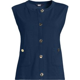 LANDS' END Feinstrick-Top mit Metallkn&ouml;pfen f&uuml;r Damen, Damen, size: regular, Blau, Polyester/Viskose/Polyester-Mischung, by Lands' End
