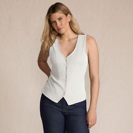 LANDS' END &Auml;rmellose Feinstrick-Weste f&uuml;r Damen, Damen, size: regular, Elfenbein, Elasthan/Viskose/Polyester-Mischung, by Lands' End
