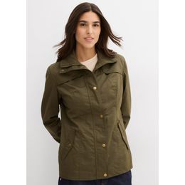 bonprix Jacke mit Stehkragen, gr&uuml;n, Gr.38, Komfortable Jacke mit komfortablen Seitentaschen, 100% Baumwolle