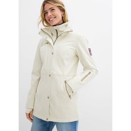 bonprix wasserabweisende Stretch-Softshell-Longjacke, grau, Gr.52, Ansprechende Softshell &Uuml;bergangsjacke mit Windschutz-Leiste, aus Softshell