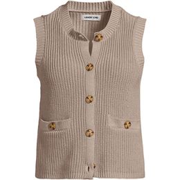 LANDS' END &Auml;rmellose Rippstrick-Weste f&uuml;r Damen, Damen, size: regular, Beige, Baumwolle, by Lands' End