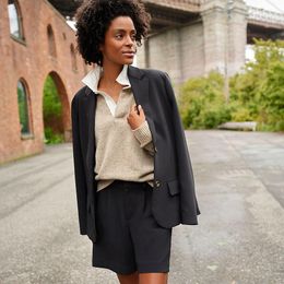 Bundfalten-Shorts aus Cr&ecirc;pe 18 cm f&uuml;r Damen, Damen, size: regular, Schwarz, Baumwolle/Polyester, by Lands' End