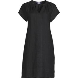 LANDS' END Leinenkleid mit Smok-Ausschnitt f&uuml;r Damen in Plus-Gr&ouml;&szlig;e, Damen, size: plus, Schwarz, Leinen, by Lands' End