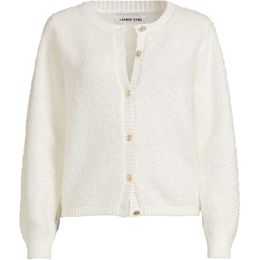 LANDS' END Boucl&eacute;-Cardigan mit goldfarbenen Kn&ouml;pfen f&uuml;r Damen, Damen, size: regular, Elfenbein, Wolle/Polyester/Polyacryl, by Lands' End