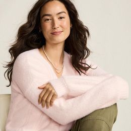LANDS' END Zopfmuster-Cardigan aus Wimperngarn f&uuml;r Damen in Petite-Gr&ouml;&szlig;e, Damen, size: petite, Pink, Nylon, by Lands' End
