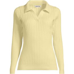 LANDS' END Polopullover aus Seidenmix, Damen, size: regular, Gelb, Baumwolle/Seide/Kunstseide, by Lands' End