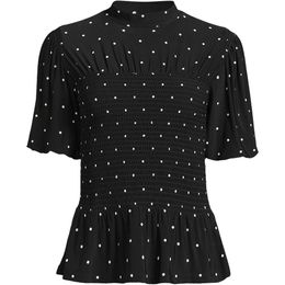 LANDS' END Silk Knit Smok-Shirt mit kurzen &Auml;rmeln f&uuml;r Damen in Plus-Gr&ouml;&szlig;e, Damen, size: plus, Schwarz, Polyester-Mischung, by Lands' End