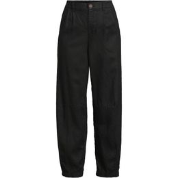 LANDS' END Premium Reinleinen-Barrelhose mit Bundfalten, Damen, size: regular, Schwarz, Leinen, by Lands' End