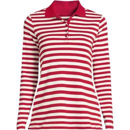 LANDS' END Supima-Poloshirt mit langen &Auml;rmeln f&uuml;r Damen, Damen, size: regular, Rot, Baumwolle, by Lands' End