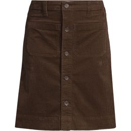 LANDS' END Durchgekn&ouml;pfter Mid Waist Feincord-Rock, Damen, size: regular, Braun, Baumwoll-Mischung, by Lands' End