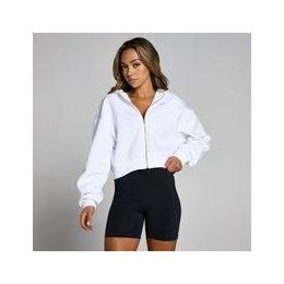 Myprotein MP Damen Basics Kapuzenpulli mit verk&uuml;rztem Schnitt und durchgehendem Rei&szlig;verschluss &ndash; Wei&szlig; - L