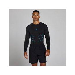 Myprotein Lift nahtloses Langarm-Top in Muscle-Passform - Vintage-Schwarz/Power Blue - XXXL