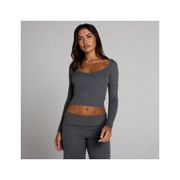 Myprotein MP Damen V-Ausschnitt Langarmshirt mit Rippung - Robust-Grau - XL
