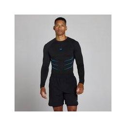 Myprotein Lift nahtloses Langarm-Top in Muscle-Passform - Vintage-Schwarz/Power Blue - L