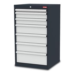 STIER Schubladenschrank mit 7 Schubladen BxTxH 600x575x1020 mm inkl. Einteilungsset (904153)