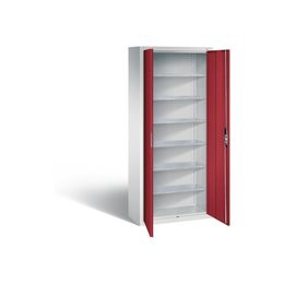 C+P Magazinschrank mit 6 B&ouml;den zur Aufnahme von Sichtlagerk&auml;sten, H1690xB700xT300mm Front Rubinrot Korpus Lichtgrau ; C + P M&ouml;belsysteme (133413-20|S10063)