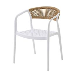 casa pura Gartenstuhl Solaro UV-best&auml;ndiges PP & handgeflochtene Seil-R&uuml;ckenlehne Wei&szlig;