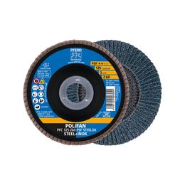 Pferd TOOLS POLIFAN F&auml;cherscheibe PFC 125x22,23 mm konisch Z60 Uni.-Linie PSF STEELOX Stahl/Edelstahl (10) (67766125)