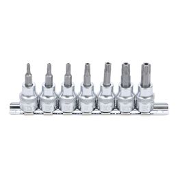 BGS-technic BGS Bit-Einsatz-Satz Antrieb Innenvierkant 10 mm (3/8 Zoll) T-Profil (f&uuml;r TX) mit Bohrung T15 - T50 7 teilig ; BGS technic (9341)
