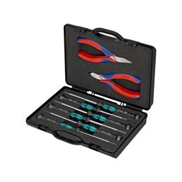 Knipex 00 20 18 Elektronikzangen-Set mit Werkzeugen f&uuml;r Arbeiten an elektronischen Bauteilen 8-teilig 215 mm)