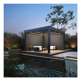 Weide Prestige Pavillon Terrassen&uuml;berdachung Alu Led 3,6X4 M + 4 Sonnenrollo