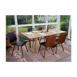 6er-Set Esszimmerstuhl MCW-B16, Holz Bugholz Retro-Design Walnussoptik, MVG-zertifiziert ~ Kunstleder schwarz