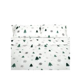 Fleece-Bettw&auml;sche mit gr&uuml;nen Tannenmuster aus 100% Polyester