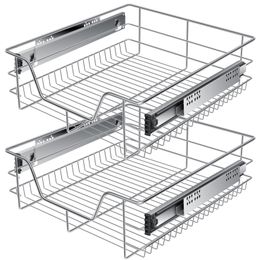 Kesser&reg; Teleskopschublade 30-60cm Schrankbreite verchromt aus Edelstahl Schubladeneinsatz f&uuml;r K&uuml;chenschrank Korbauszug Schrankauszug