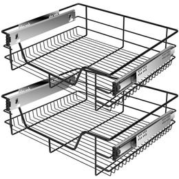 Kesser&reg; Teleskopschublade 30-60cm Schrankbreite verchromt aus Edelstahl Schubladeneinsatz f&uuml;r K&uuml;chenschrank Korbauszug Schrankauszug
