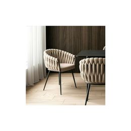 Home Deluxe Esszimmerstuhl gewebt AYLA - 5er Set Beige