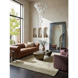 Wollteppich floral Gr&uuml;n-Beige 120 x 170 cm - LEVEN KADIMA DESIGN