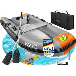 Kesser&reg; Schlauchboot f&uuml;r 2 - 4 Personen - WAVE Motor geeignet Freizeitboot Paddelboot Motorboot Angelboot - mit 1 - 2 Sitzb&auml;nken - Alu-Boden Paddel Pumpe Reparaturset & Tasche aufblasbar PVC