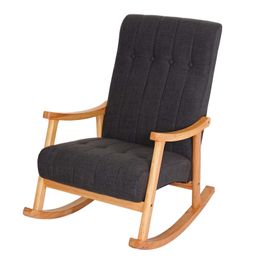 Schaukelstuhl MCW-K10, Schaukelsessel Schwingstuhl Relaxsessel MVG ~ Stoff/Textil dunkelgrau, Gestell braun