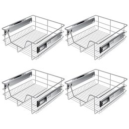 Kesser&reg; Teleskopschublade 30-60cm Schrankbreite verchromt aus Edelstahl Schubladeneinsatz f&uuml;r K&uuml;chenschrank Korbauszug Schrankauszug