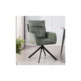 Home Deluxe Esszimmerstuhl mit Armlehne ALUNA Chenille - 10er Set Gr&uuml;n