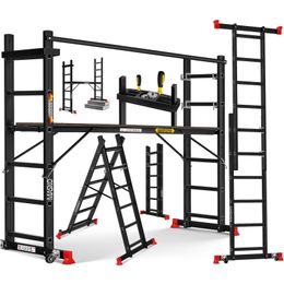 Masko&reg; Bauger&uuml;st Aluger&uuml;st Ger&uuml;st ? Anlegeleiter ? Bockeiter ? Arbeitsger&uuml;st ? Treppenleiter ? Arbeitsb&uuml;hne bis 150 KG belastbar Anti-Rutsch beschichtet Ger&uuml;stleiter GS gepr&uuml;ft EN 131
