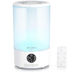 Brandson Luftbefeuchter, 2 l Wassertank, Fernbedienung, 3 Nebelstufen, Timer 1&ndash;8 h, leise 35 dBA, Sleep Modus