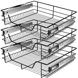 Kesser&reg; Teleskopschublade 30-60cm Schrankbreite verchromt aus Edelstahl Schubladeneinsatz f&uuml;r K&uuml;chenschrank Korbauszug Schrankauszug