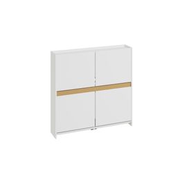 sobuy Schuhschrank, Schuhkipper, Schuhregal mit 4 T&uuml;ren Wei&szlig; 103x19x99,5cm Nordisch