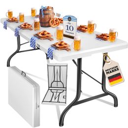 Kesser&reg; Buffettisch Tisch klappbar Kunststoff 183x76 cm Campingtisch Partytisch Klapptisch Gartentisch f&uuml;r Garten, Terrasse und Balkon zusammenklappbar 8 Personen inkl. Tragegriff und Cover