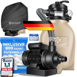 Kesser&reg; Sandfilter Sandfilteranlage + 800g Filterb&auml;lle ersetzen 25kg Filtersand- Poolfilter 10 m&sup3;/h Filteranlage Filterkessel f&uuml;r Pool Schwimmbecken 4-Wege Ventil , einfache Steuerung