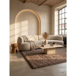 KADIMA DESIGN Hochflorteppich RHEIN, einfarbig, aus Polypropylen, Mokka, 160 x 230 cm