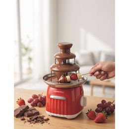 gourmetmaxx Schokoladenbrunnen 70W rot/wei&szlig; Retro